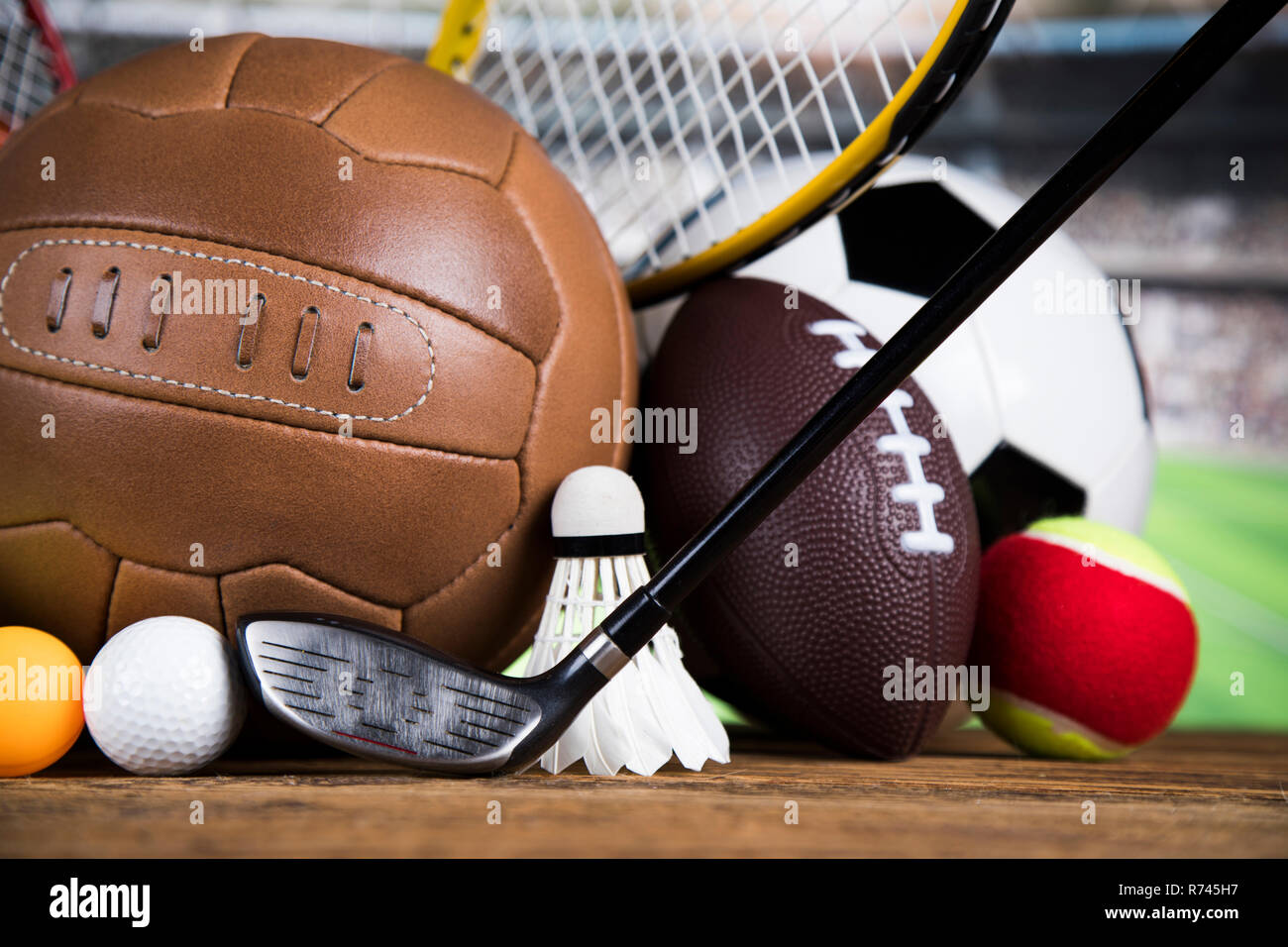 Sport, a lot of balls and stuff Stock Photo - Alamy