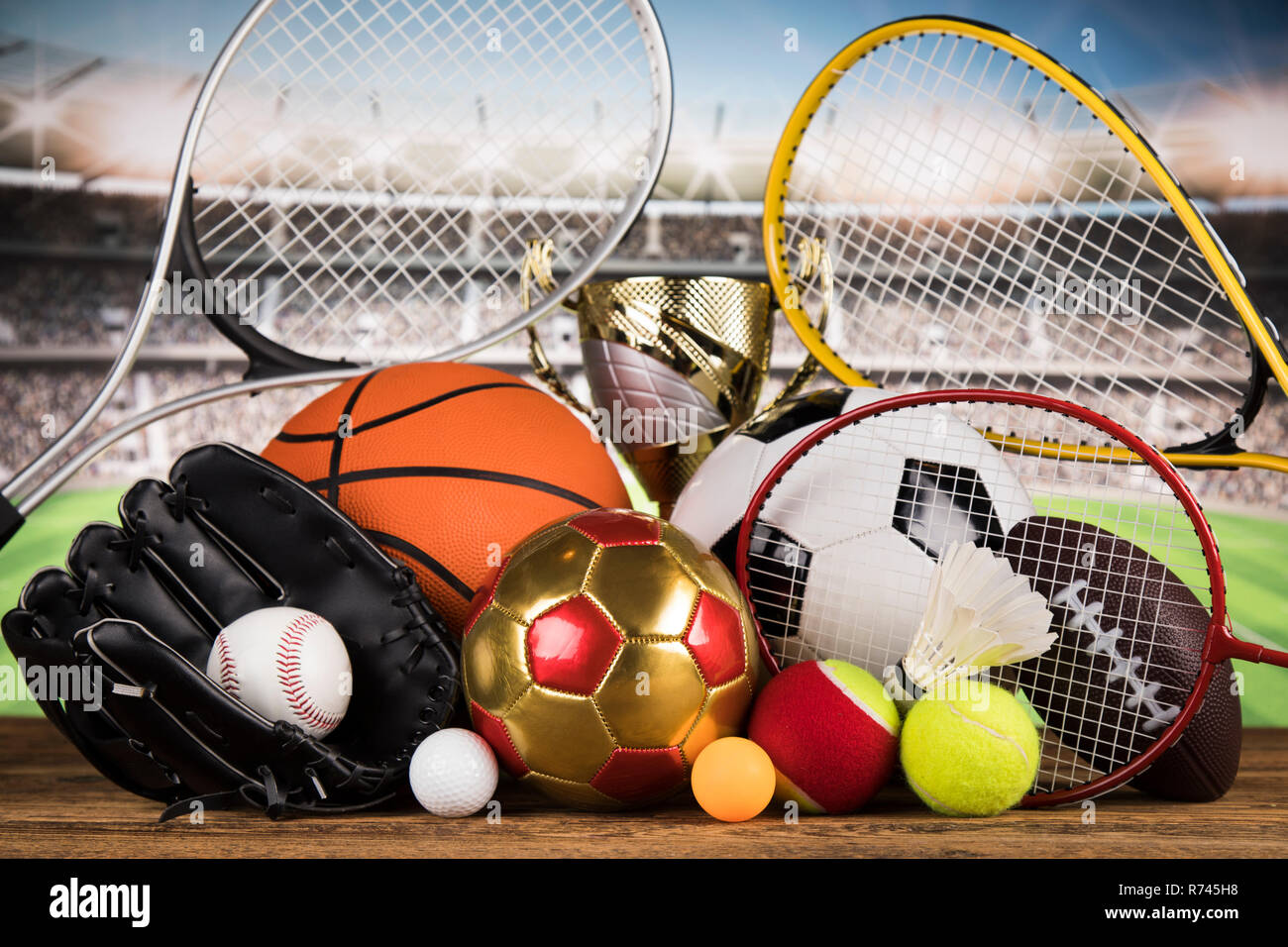 Trophy Winning, sport ball background Stock Photo - Alamy