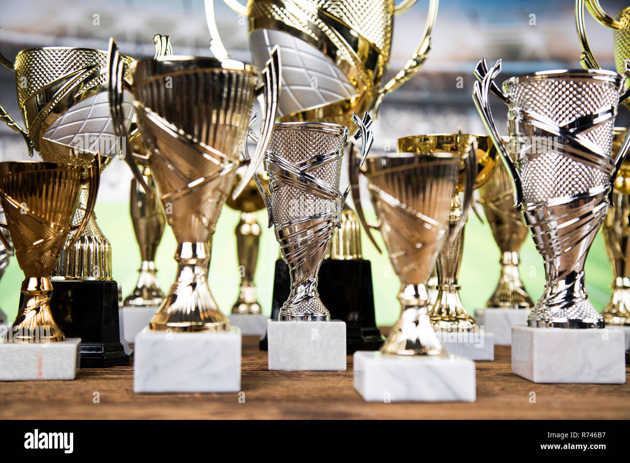 Award winning trophy sport background Stock Photo - Alamy