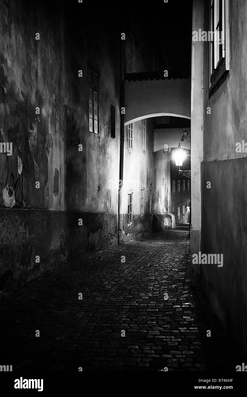 Narrow czech street Black and White Stock Photos & Images - Alamy