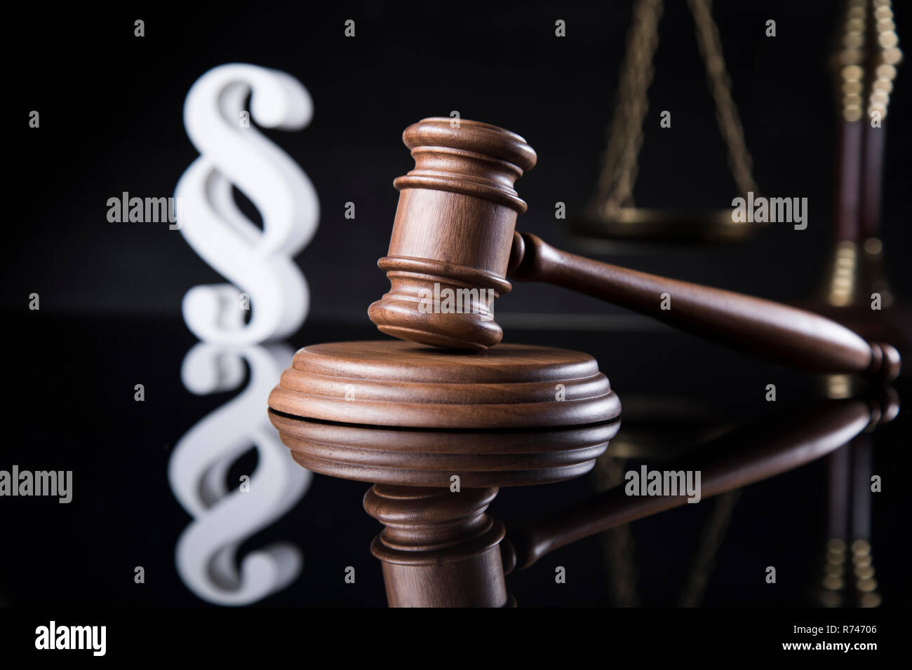 Verdict, Court gavel,Law theme, mallet of judge and paragraph sign ...