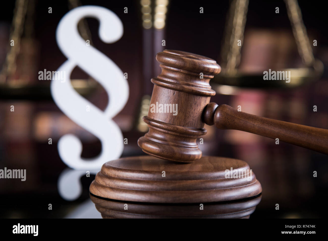 Mallet, Law, legal code and scales of justice concept and paragraph ...