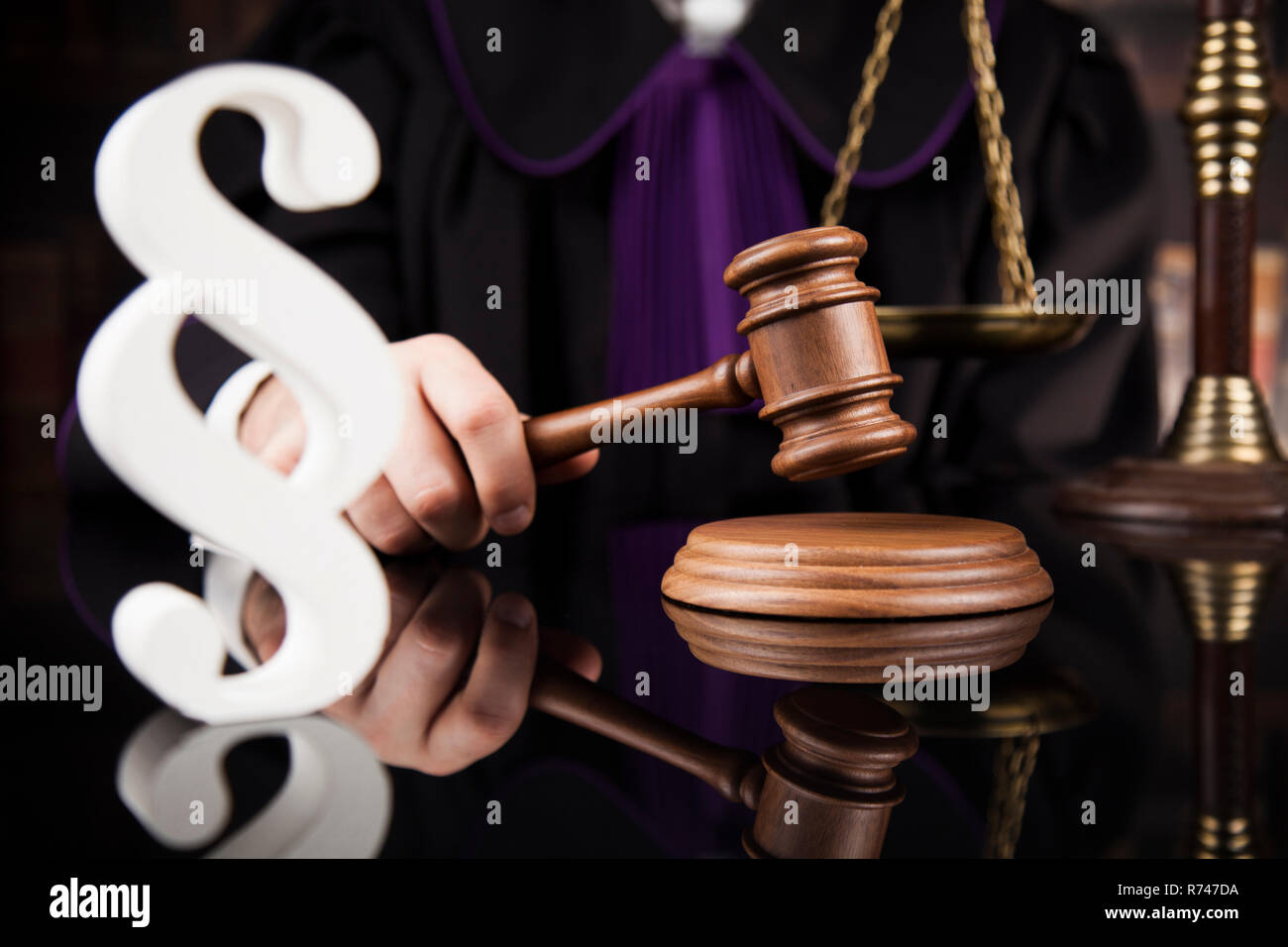 Striking mallet, Judgment concept, book background and Paragraph Stock ...