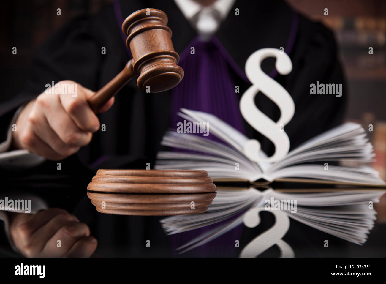 Striking mallet, Judgment concept, book background and Paragraph Stock ...