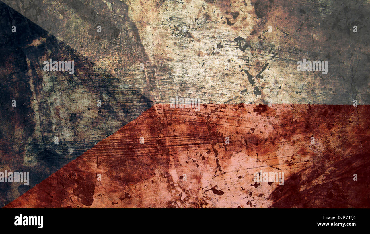 Very Grungy Vintage Czech Flag, Czech Republic Grunge Background ...