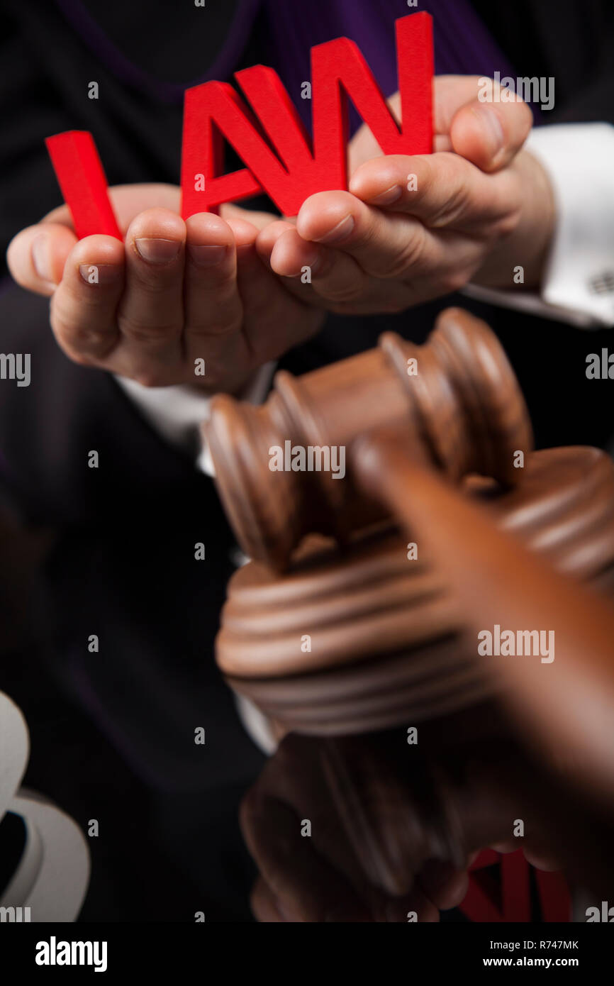 Courtroom, Judge, male judge in black mirror background Stock Photo - Alamy