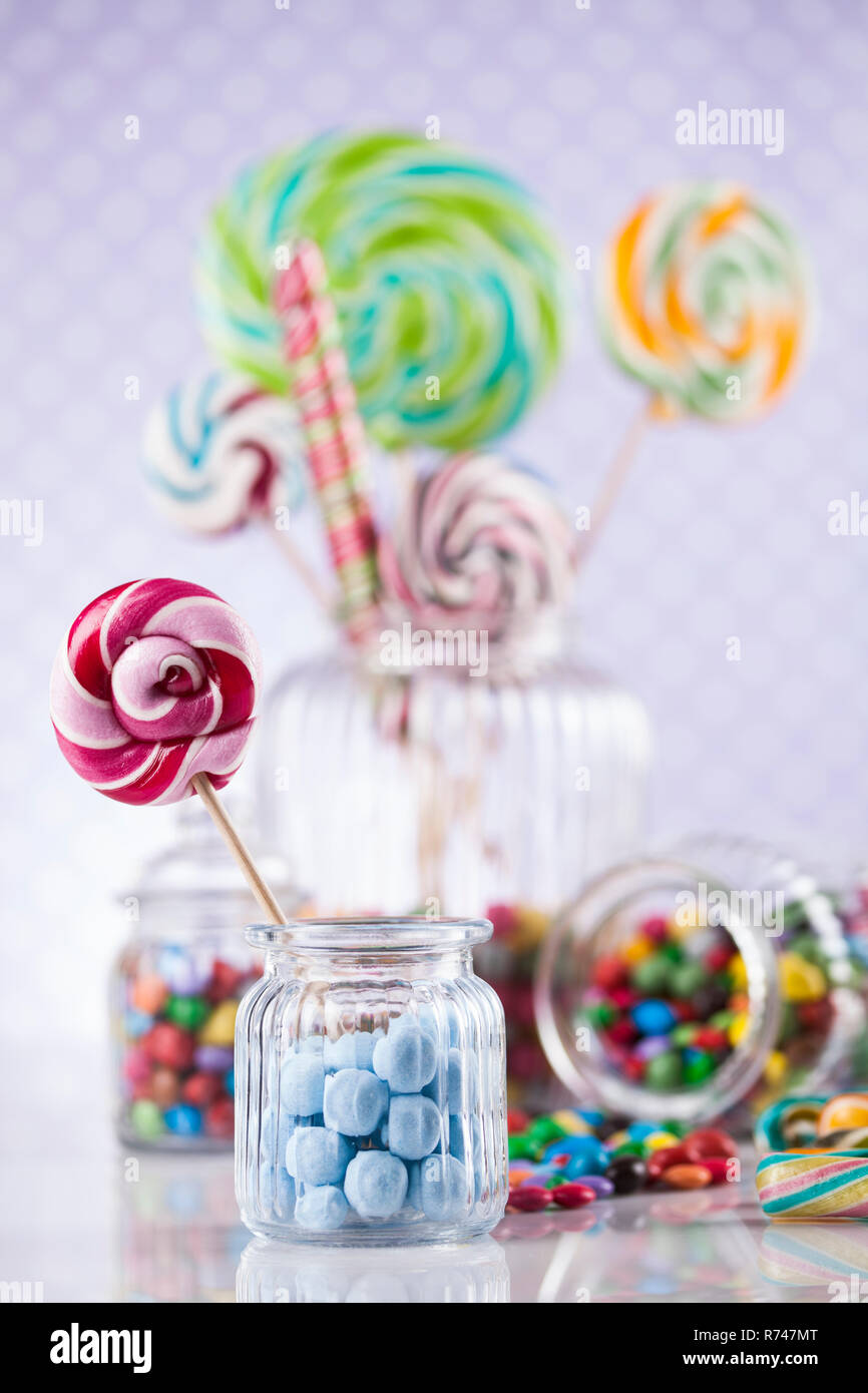 Different colorful sweets and lollipops Stock Photo - Alamy