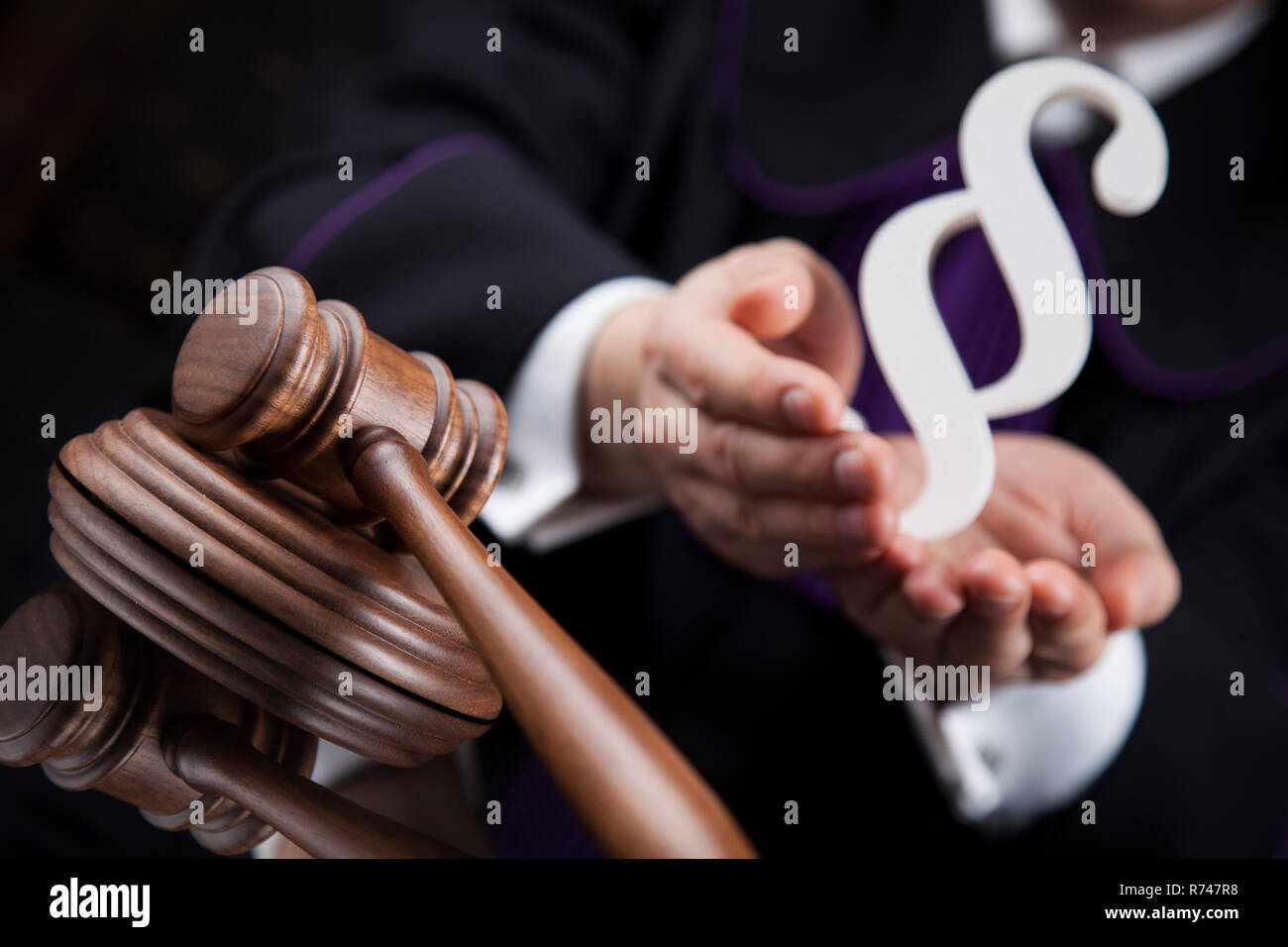 Striking mallet, Judgment concept, book background and Paragraph Stock ...