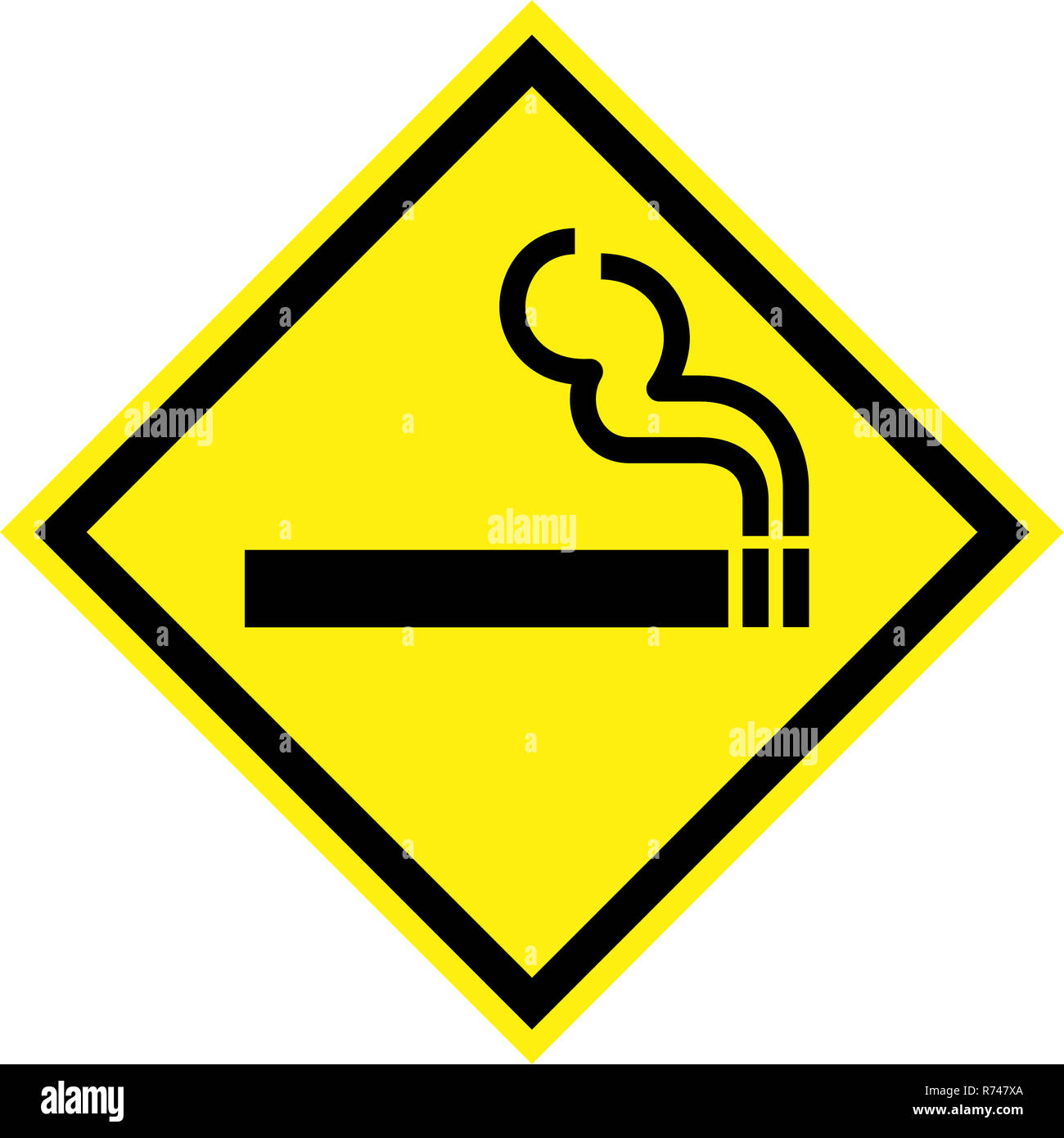Yellow hazard sign with smoking sign Stock Photo - Alamy