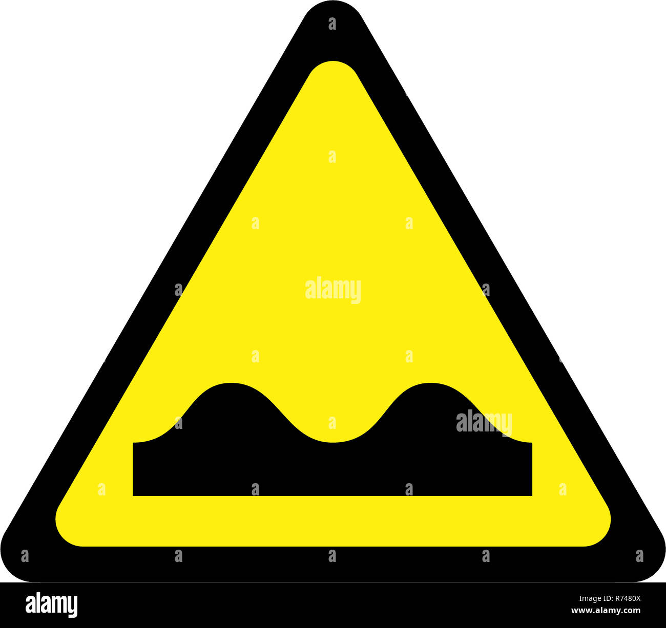 Yellow warning sign with road bumps symbol Stock Photo - Alamy