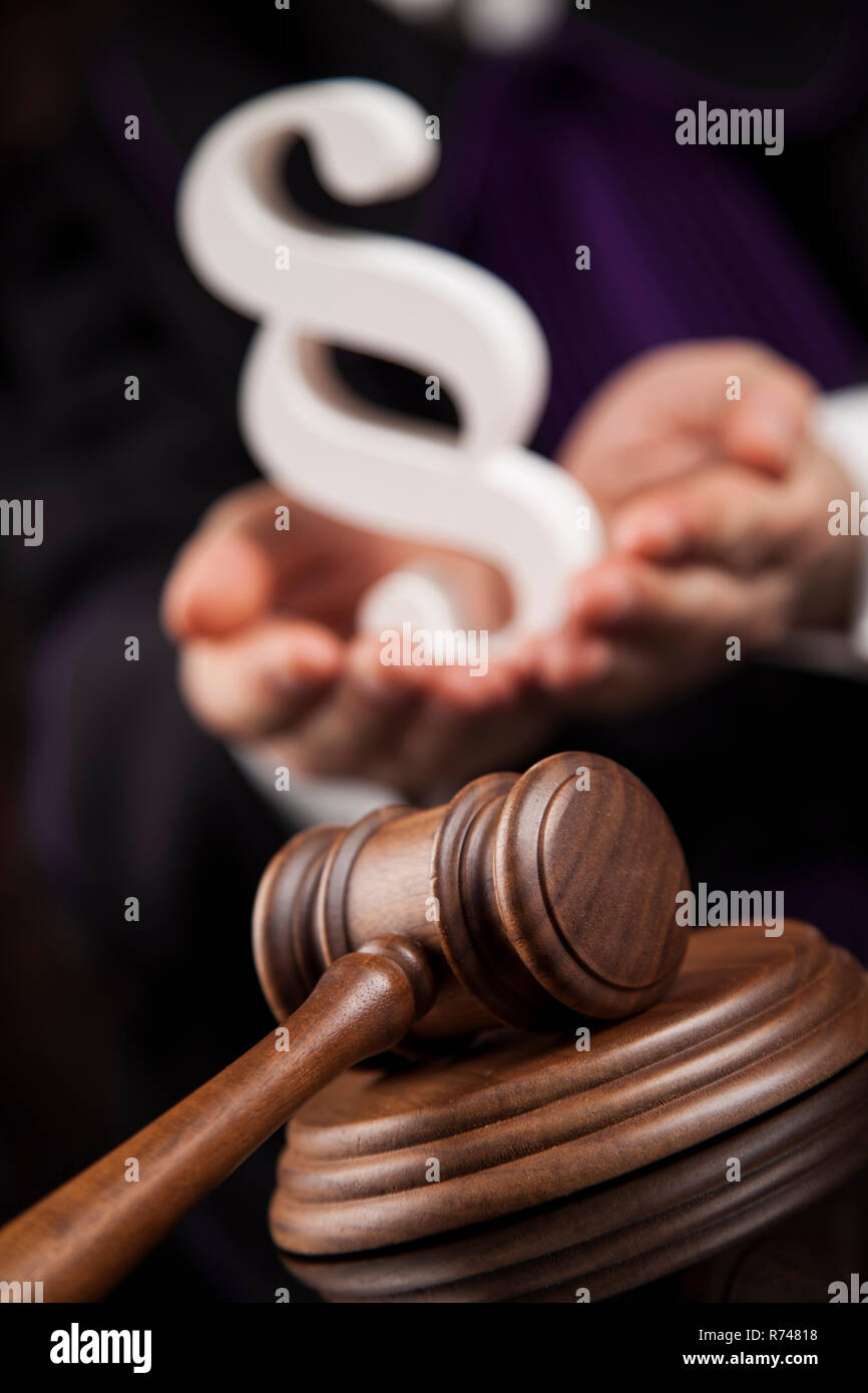 Striking mallet, Judgment concept, book background and Paragraph Stock ...