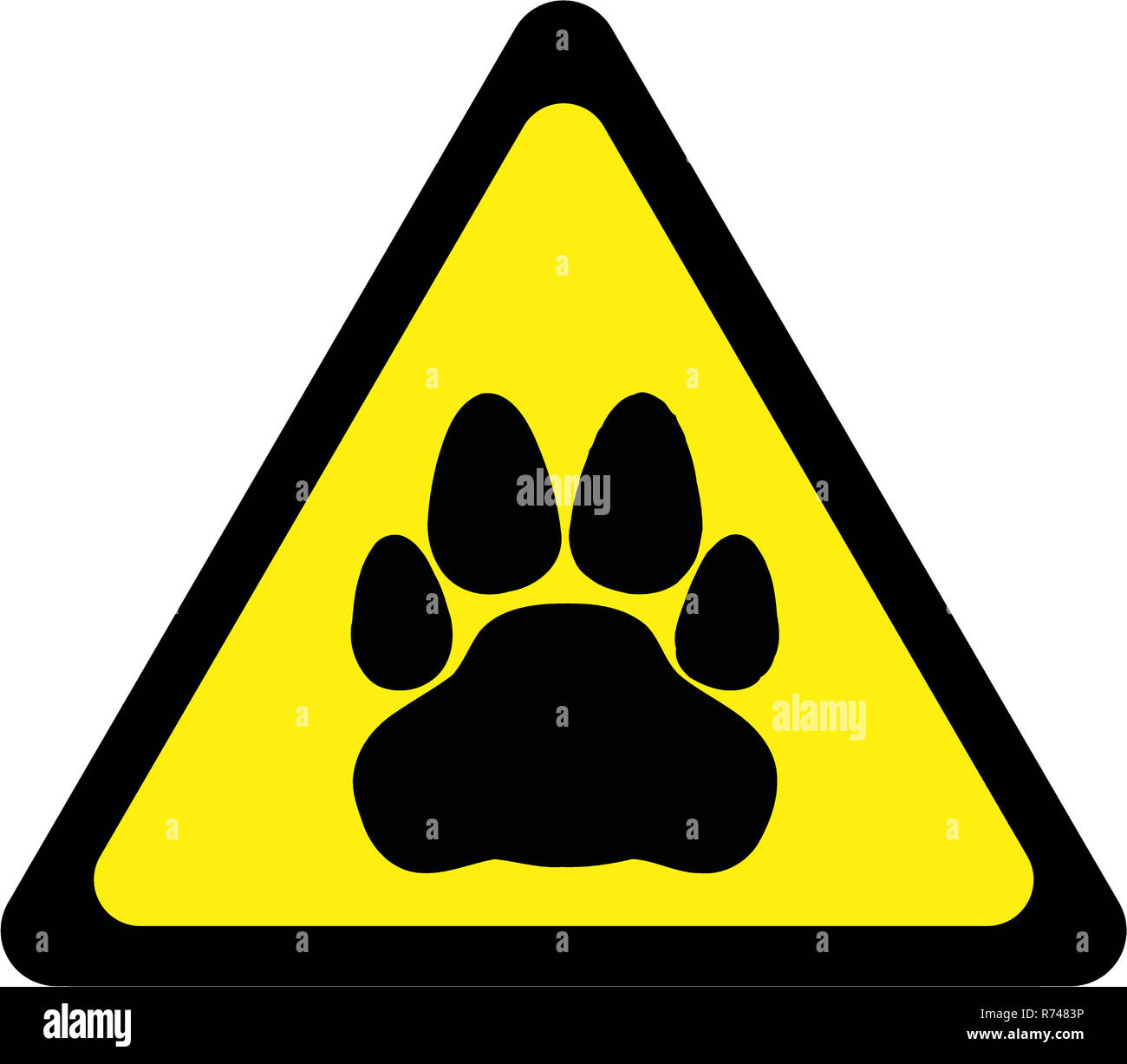 Yellow warning sign with cat symbol Stock Photo - Alamy