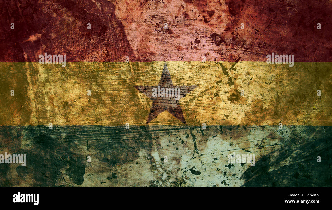 Very Grungy Vintage Ghanaian Flag, Ghana Grunge Background Texture ...