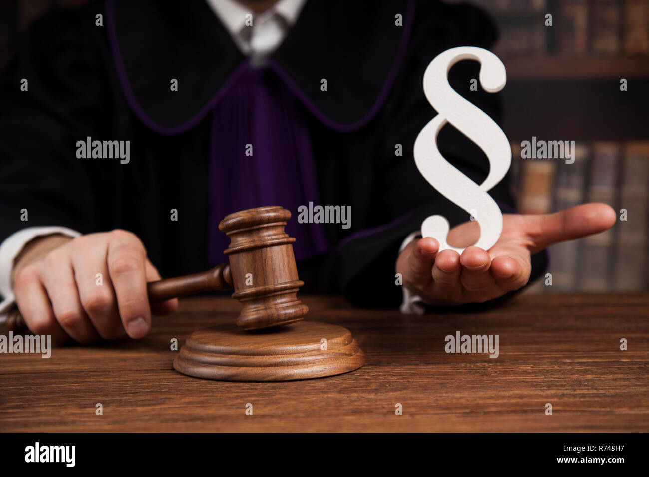 Striking mallet, Judgment concept, book background and Paragraph Stock ...