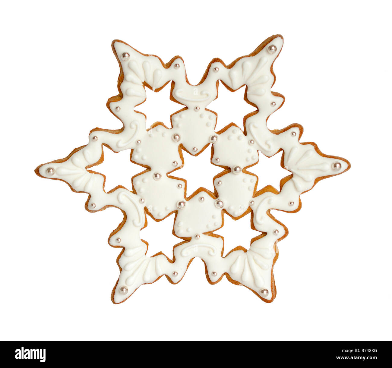 Snowflake gingerbread Isolated on white background Stock Photo - Alamy