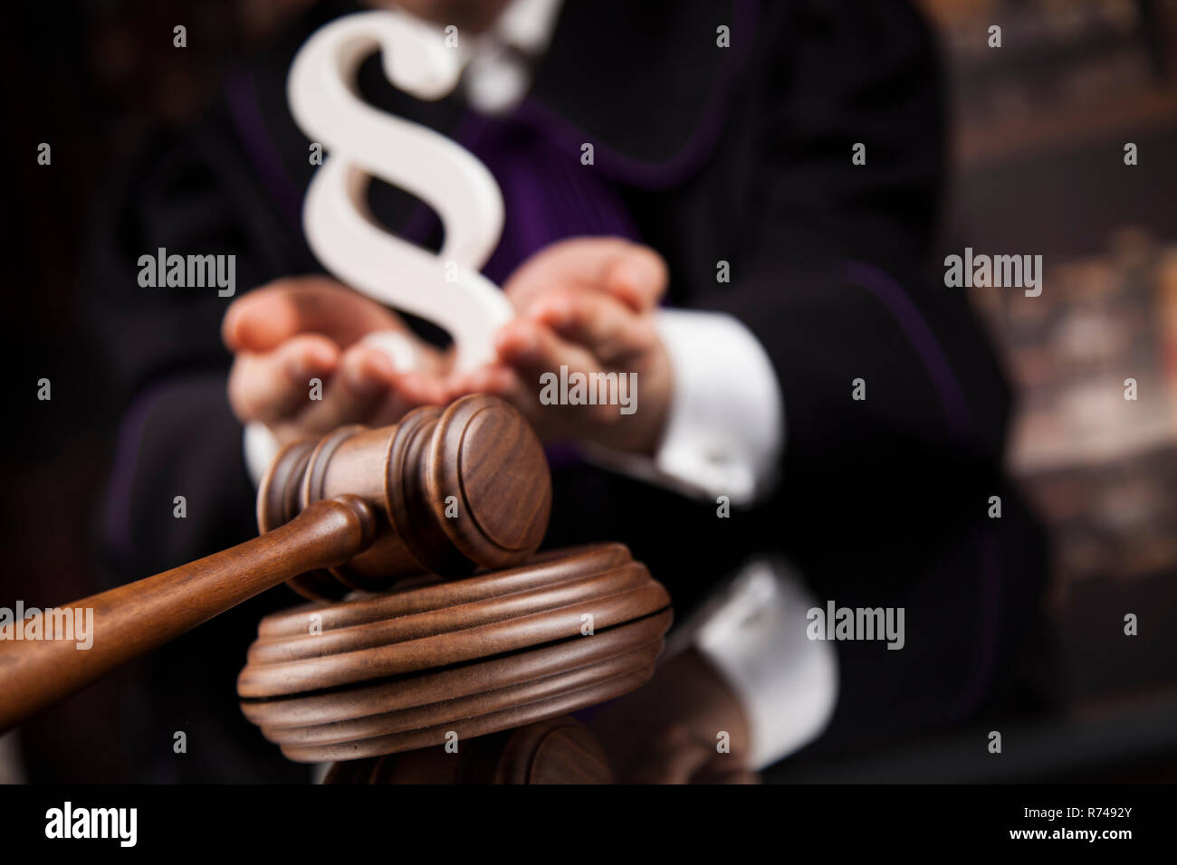 Striking mallet, Judgment concept, book background and Paragraph Stock ...