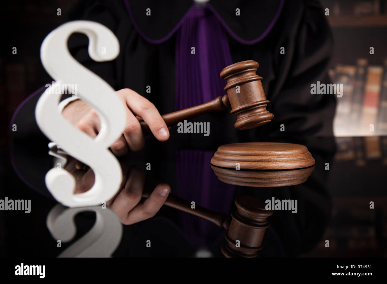 Striking mallet, Judgment concept, book background and Paragraph Stock ...