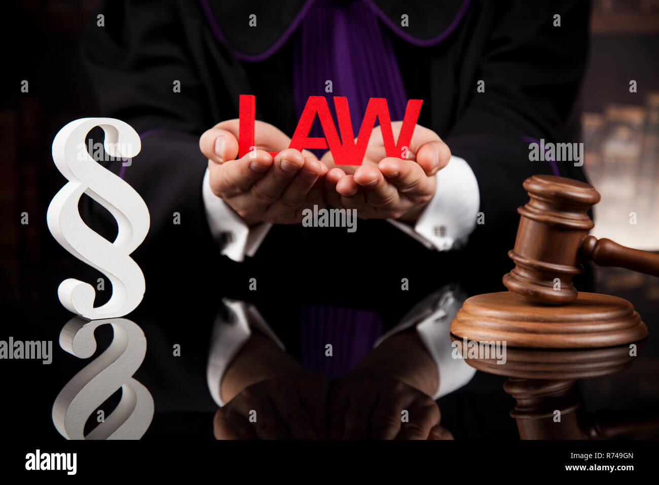 Striking mallet, Judgment concept, book background and Paragraph Stock ...