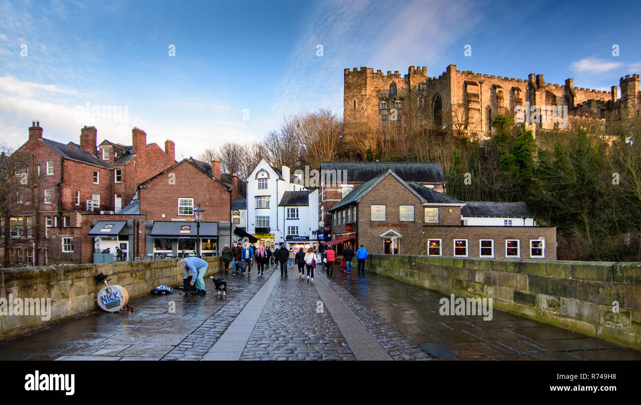 Durham, England, UK - January 29, 2017: Afternoon sun lights up Durham ...