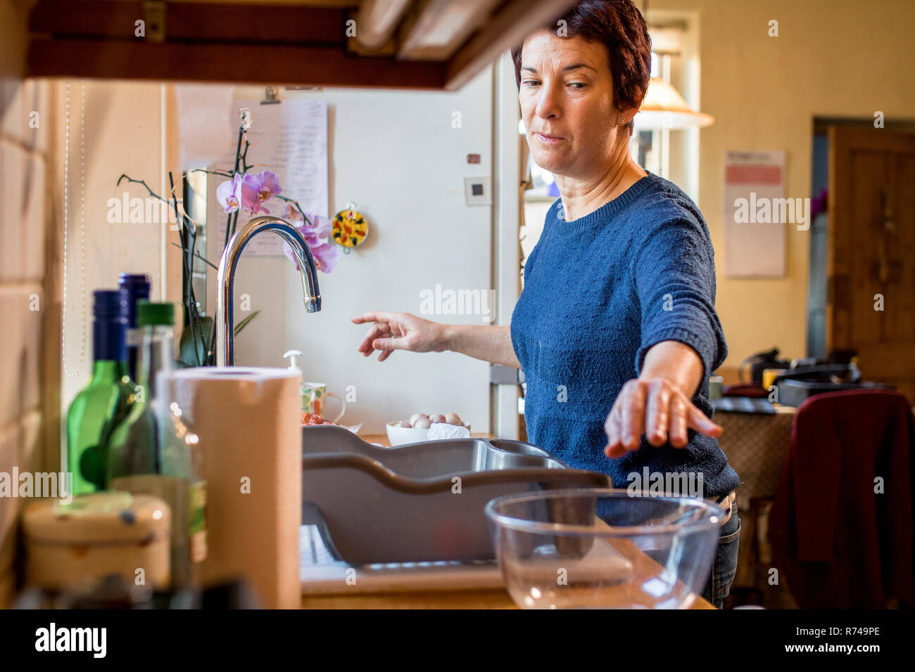 Preparing to Cook Dinner in the Kitchen Stock Photo - Alamy