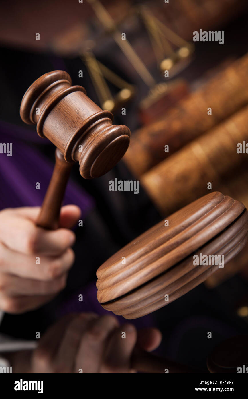 Justice and law concept. Male judge in a courtroom Stock Photo - Alamy
