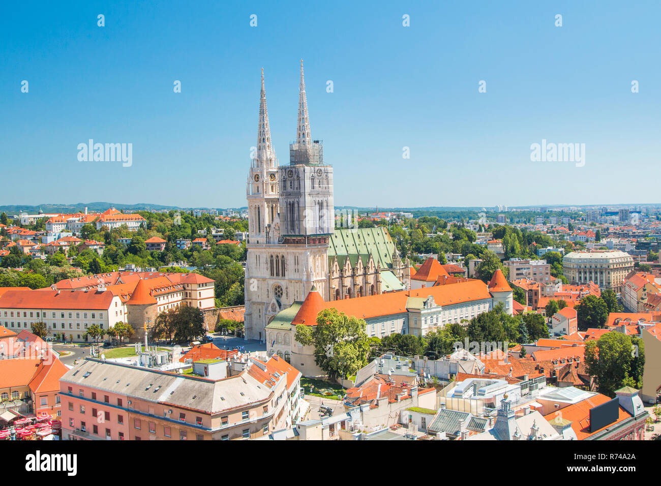 Croatia, Zagreb, Kaptol and catholic cathedral, urban skyline Stock ...