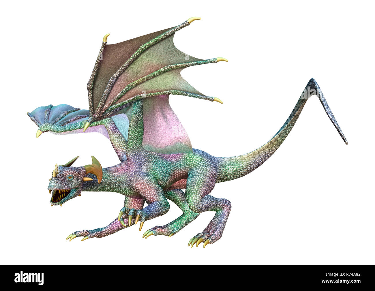 3D Rendering Fantasy Dragon on White Stock Photo - Alamy