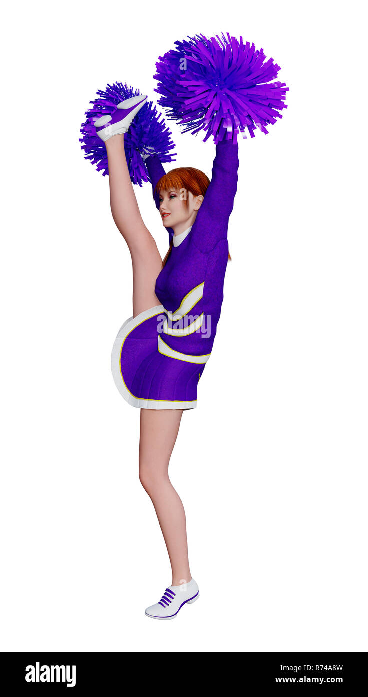 3D Rendering Cheerleader with Pompoms on White Stock Photo - Alamy