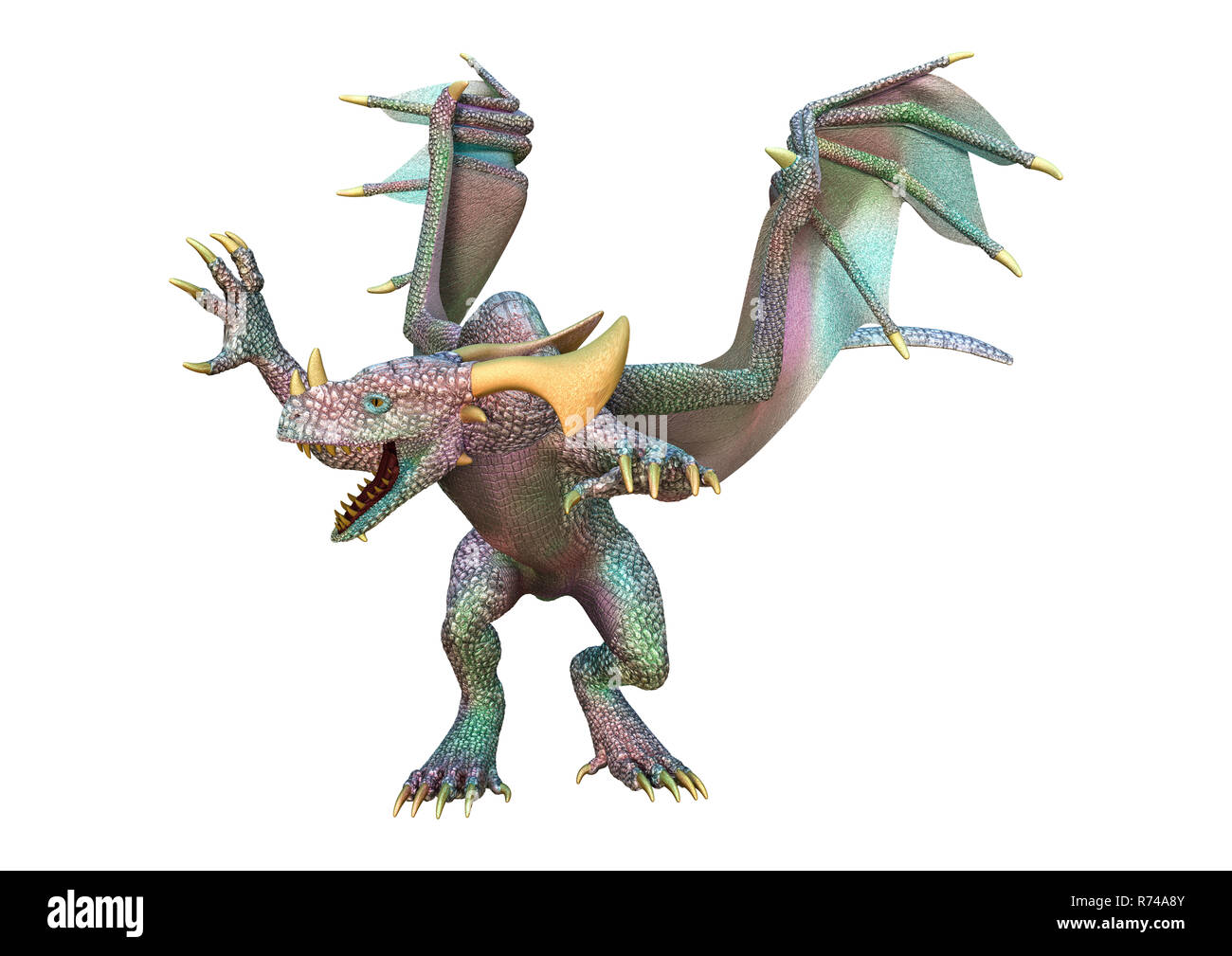 3D Rendering Fantasy Dragon on White Stock Photo - Alamy