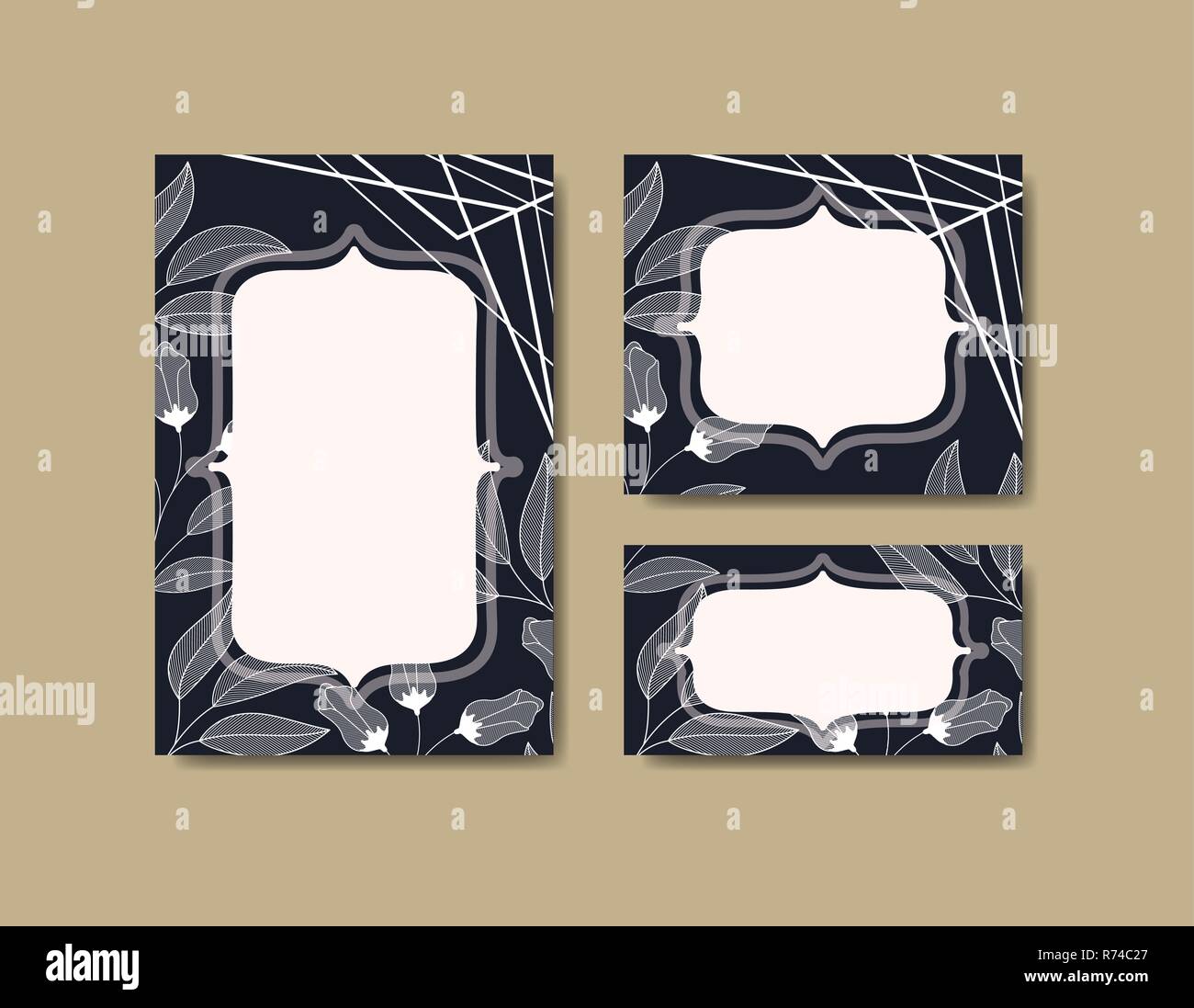 cards with elegant frame and floral decoration Stock Vector Image & Art ...