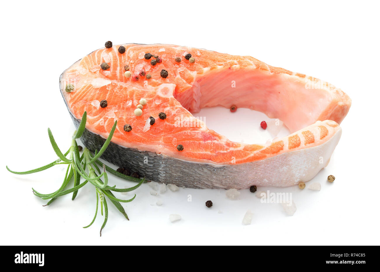 Salmon stake isolated Stock Photo - Alamy
