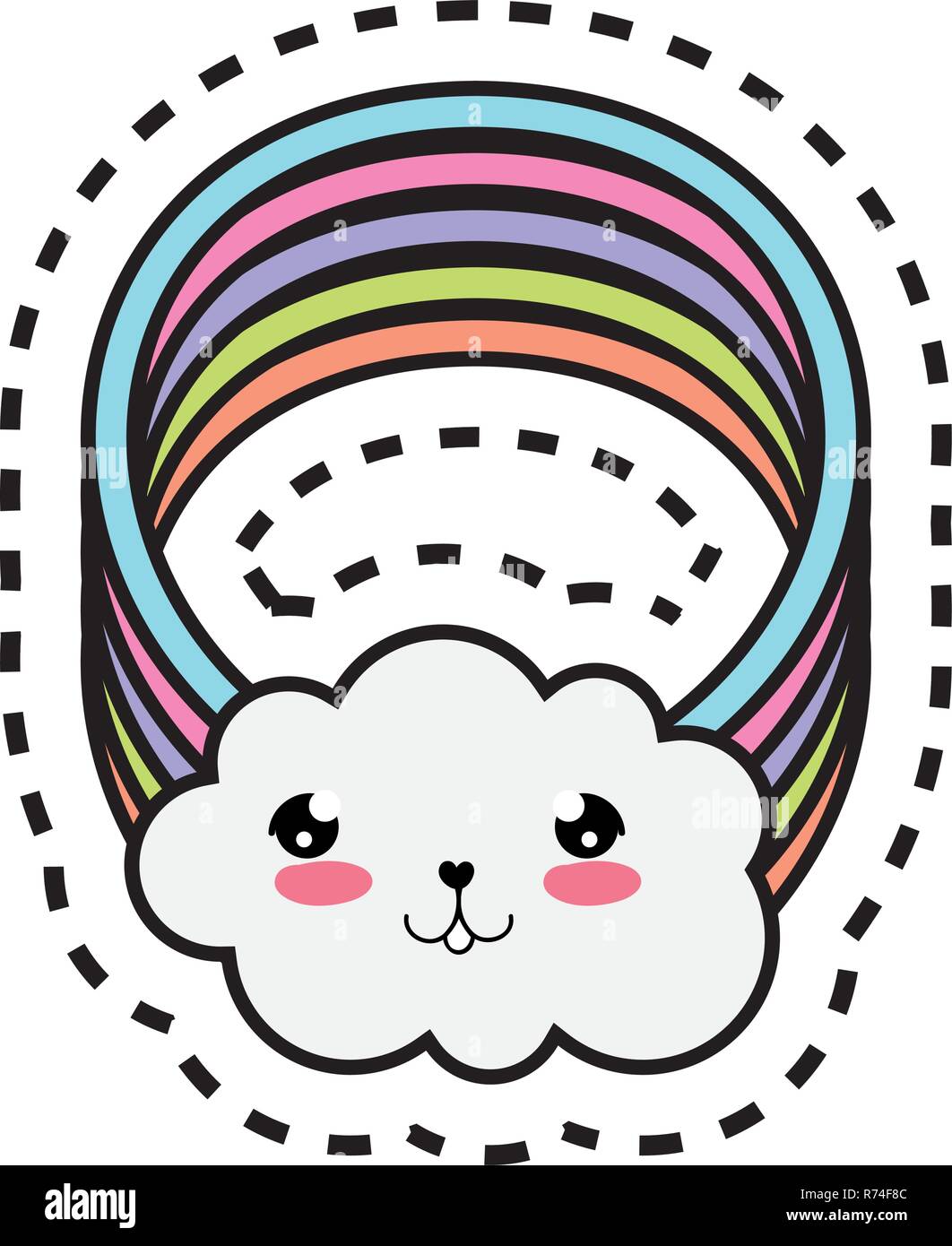 cute cloud with rainbow kawaii character Stock Vector Image & Art - Alamy