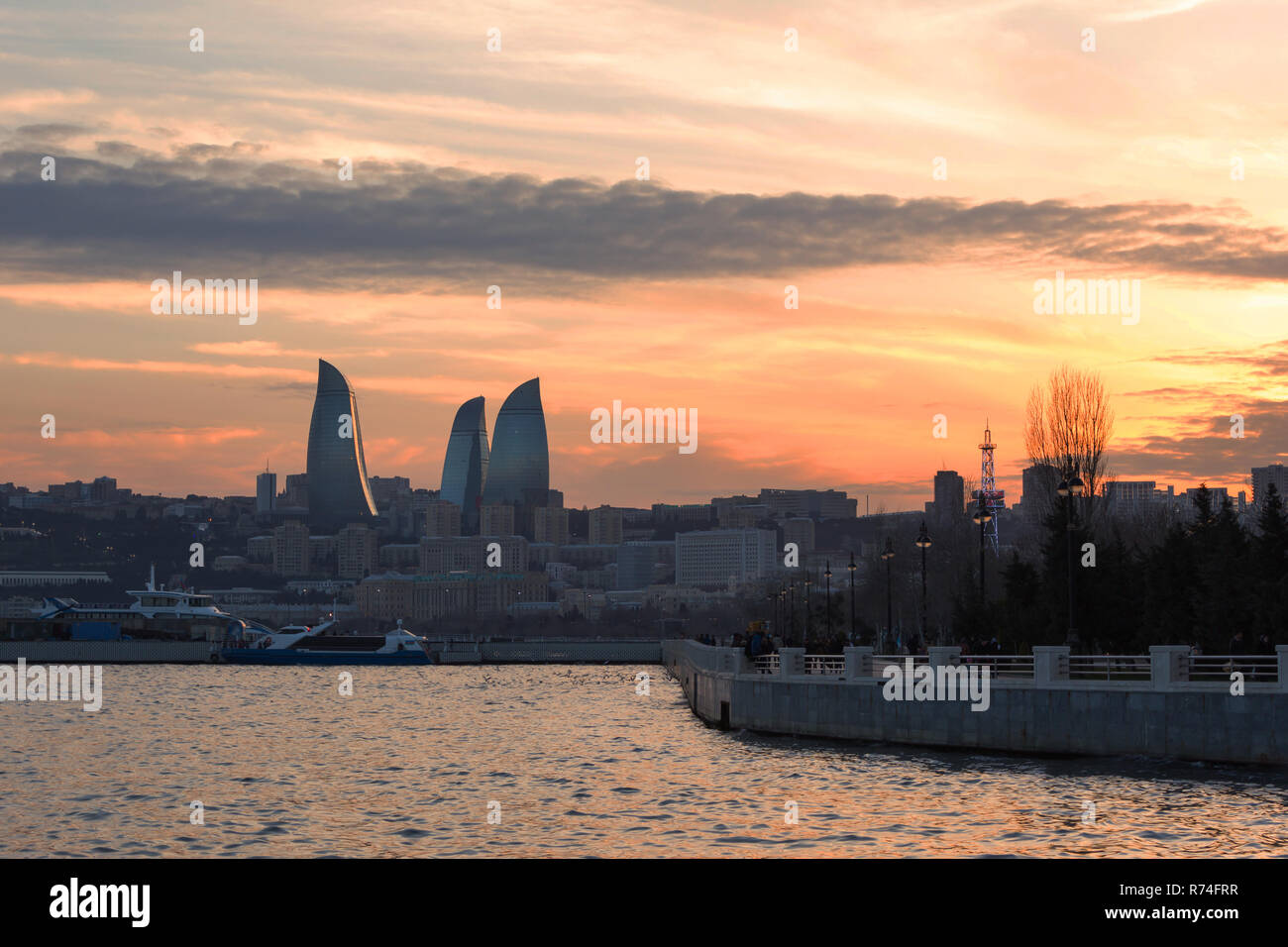 View over baku skyline at night hi-res stock photography and images - Alamy