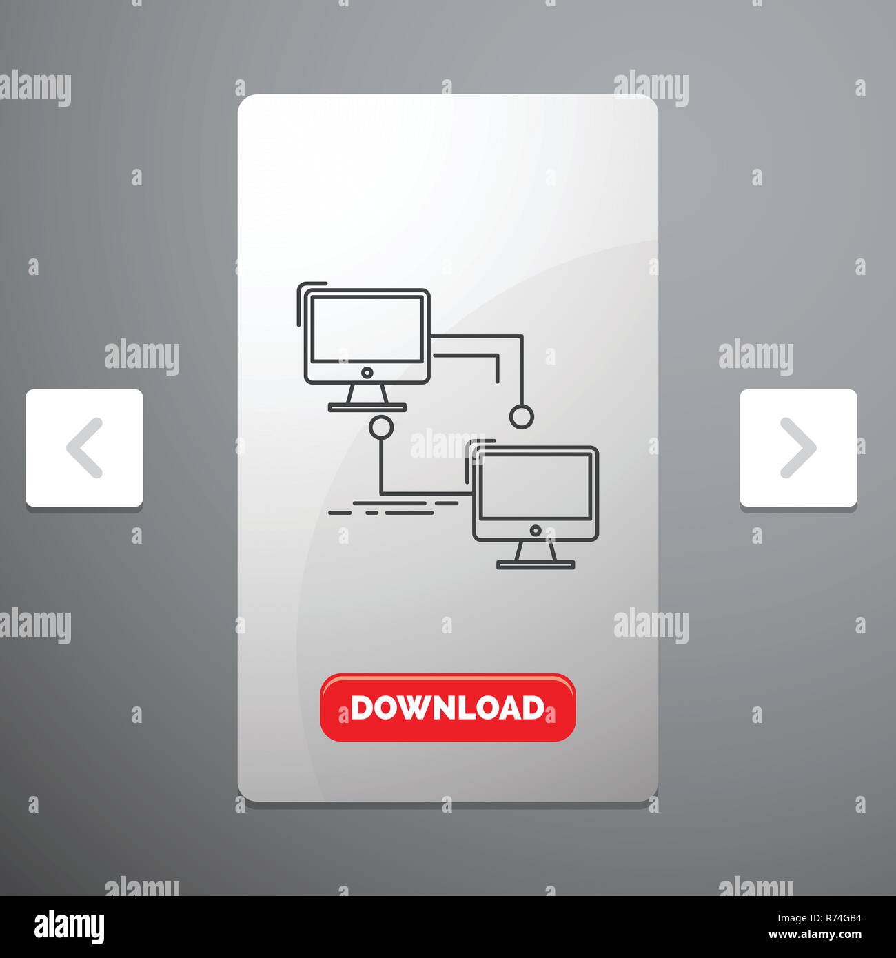 Local Lan Connection Sync Computer Line Icon In Carousal Pagination Slider Design And Red