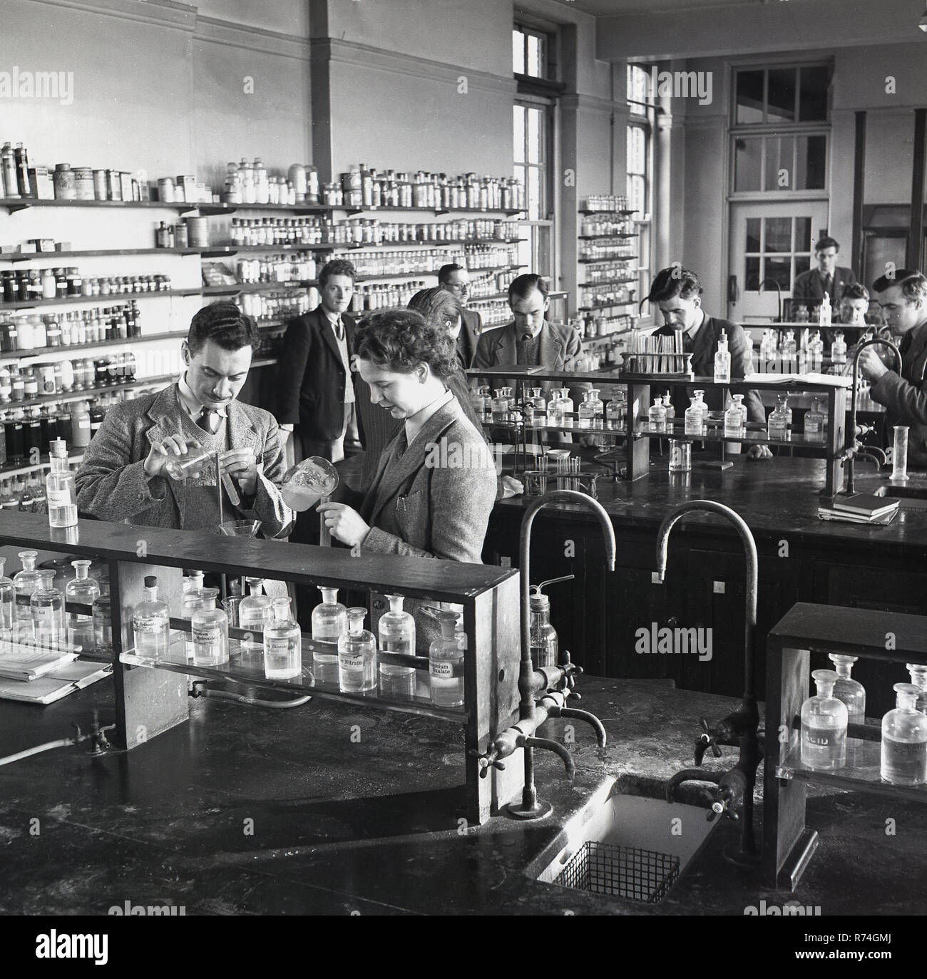 1948, historical, male and female research students and teachers in a ...