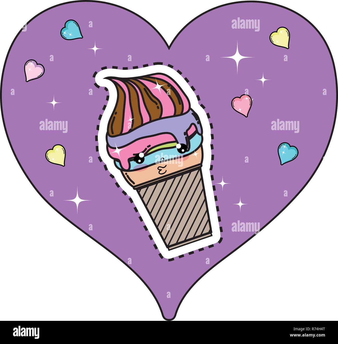 cute ice cream in heart kawaii character Stock Vector Image & Art - Alamy