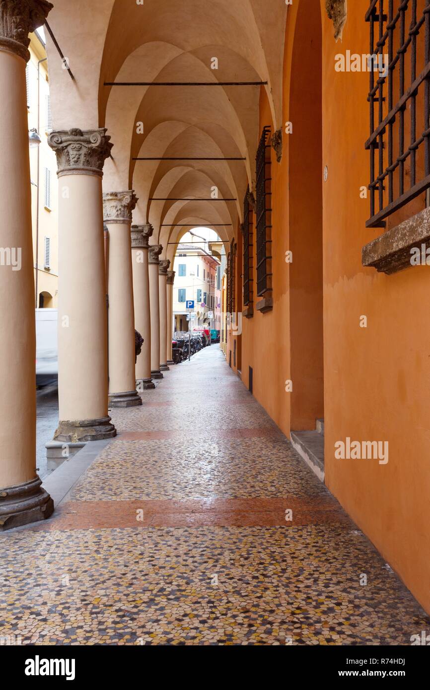 view of well known arches of Bologna, Italy Stock Photo - Alamy