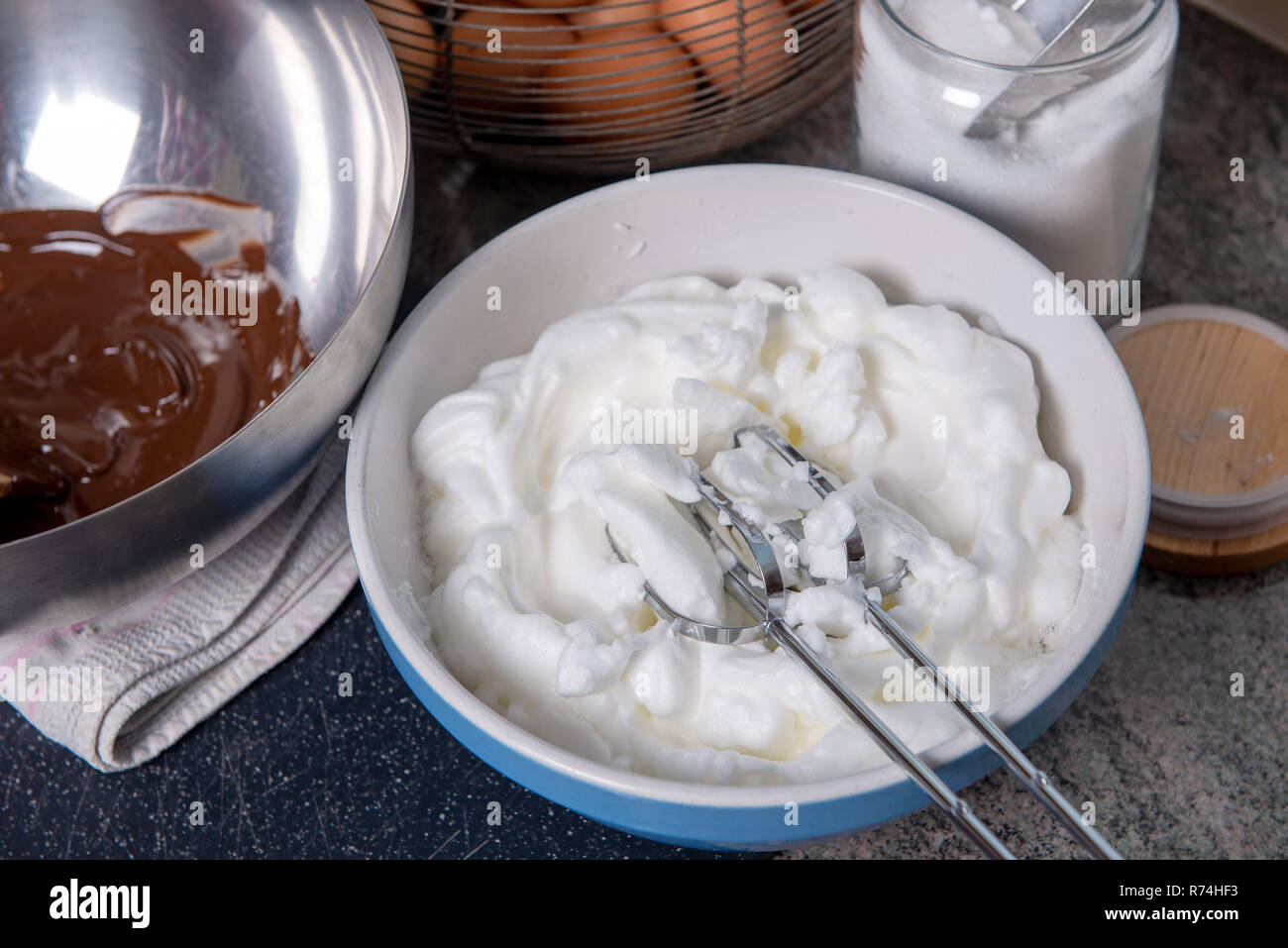 Preparation chocolate mousse eggs hi-res stock photography and images ...