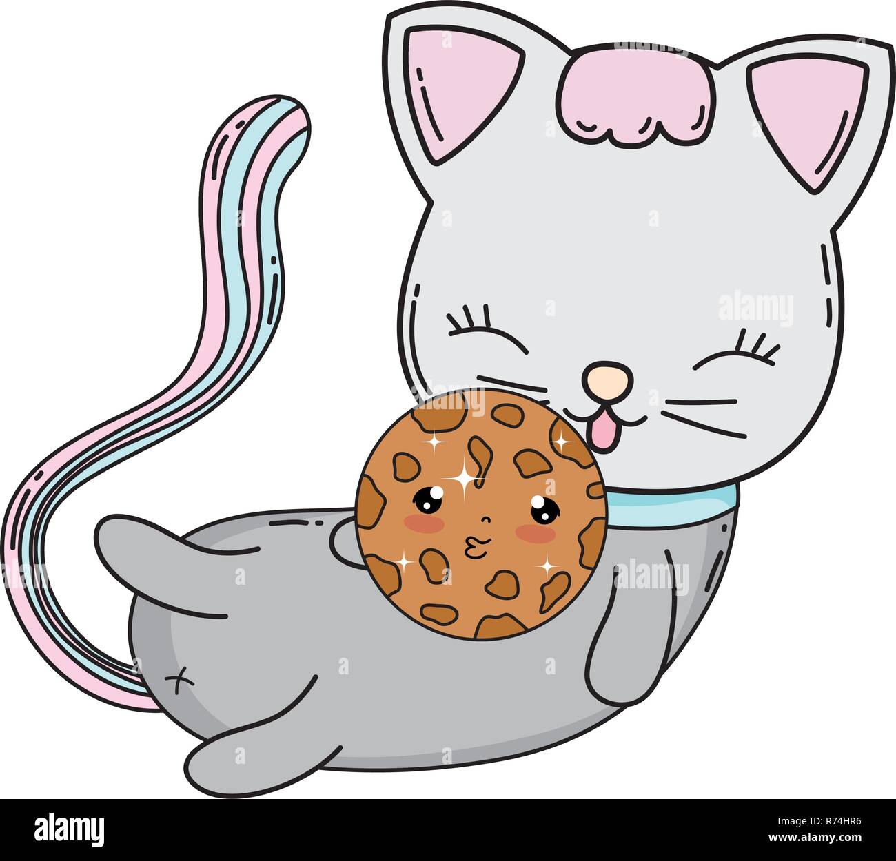 cute cat with cookie Stock Vector Image & Art - Alamy
