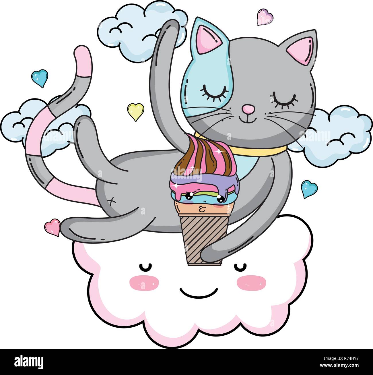 Cat Eating Ice Cream Clipart