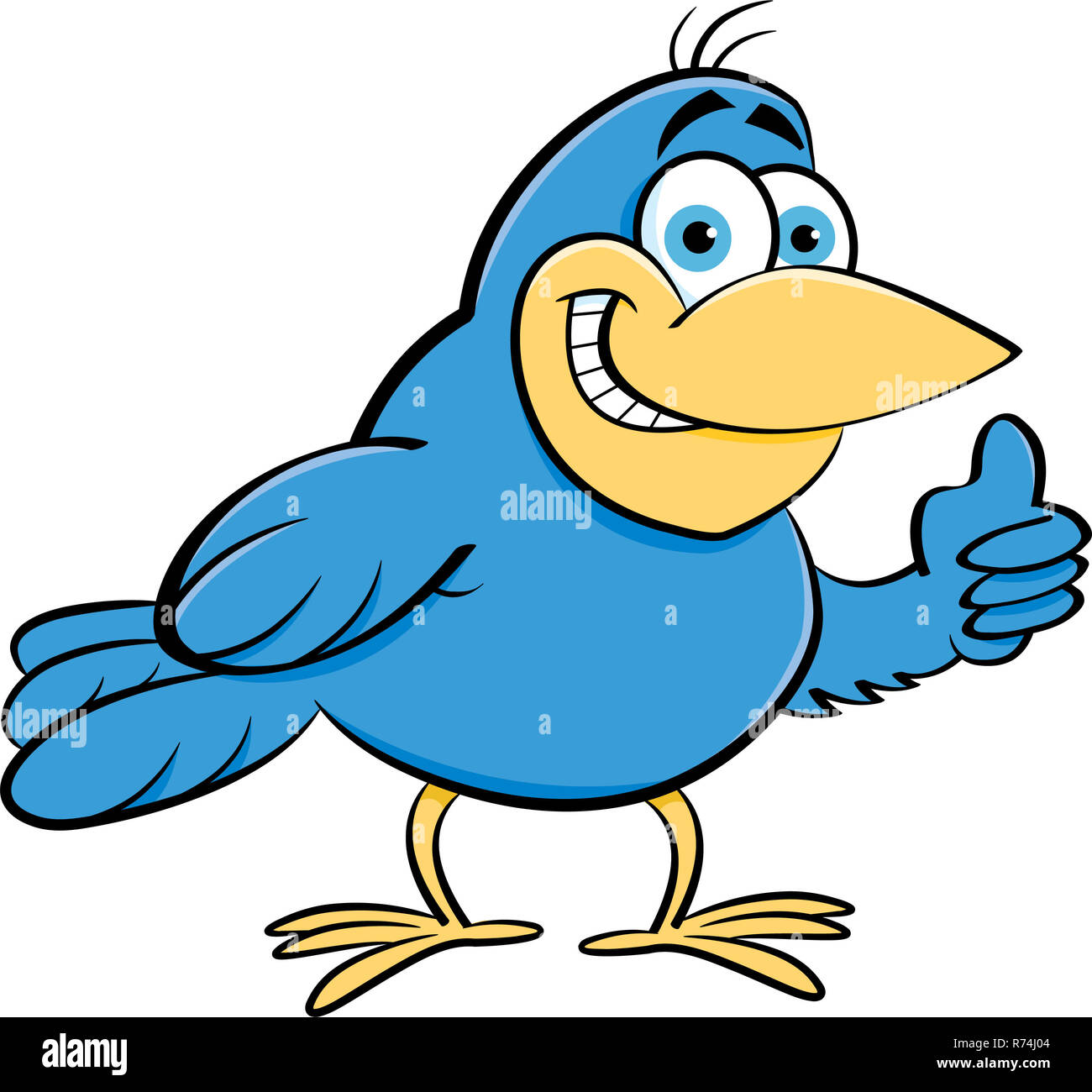 Cartoon illustration of a bird giving thumbs up Stock Photo - Alamy