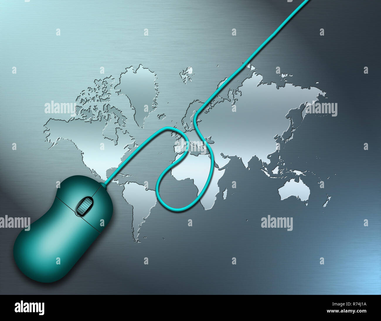 Computer mouse. World map background Stock Photo - Alamy