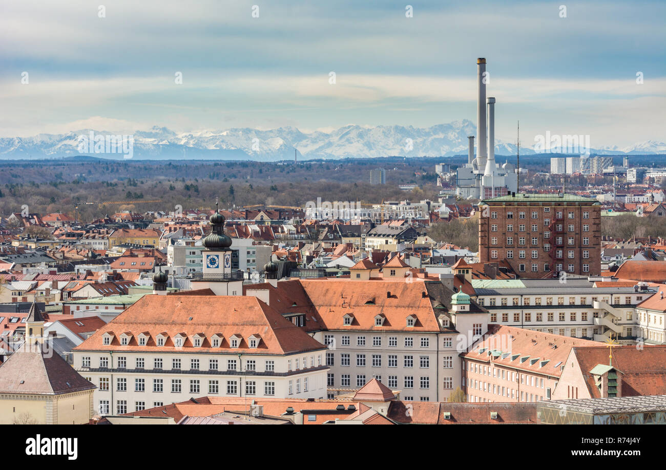 Aerial view over the city of Munich Stock Photo - Alamy