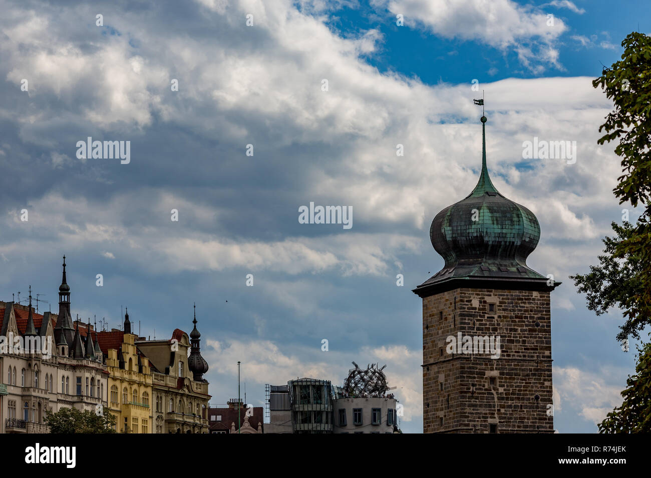 Amazing artistic architectural details of a stone tower with bronze ...