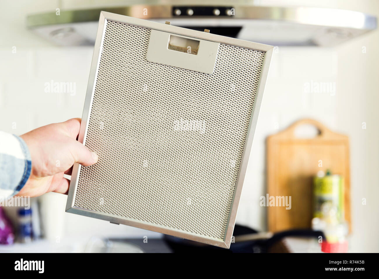 Cleaned aluminum mesh filter for cooker hood Stock Photo - Alamy