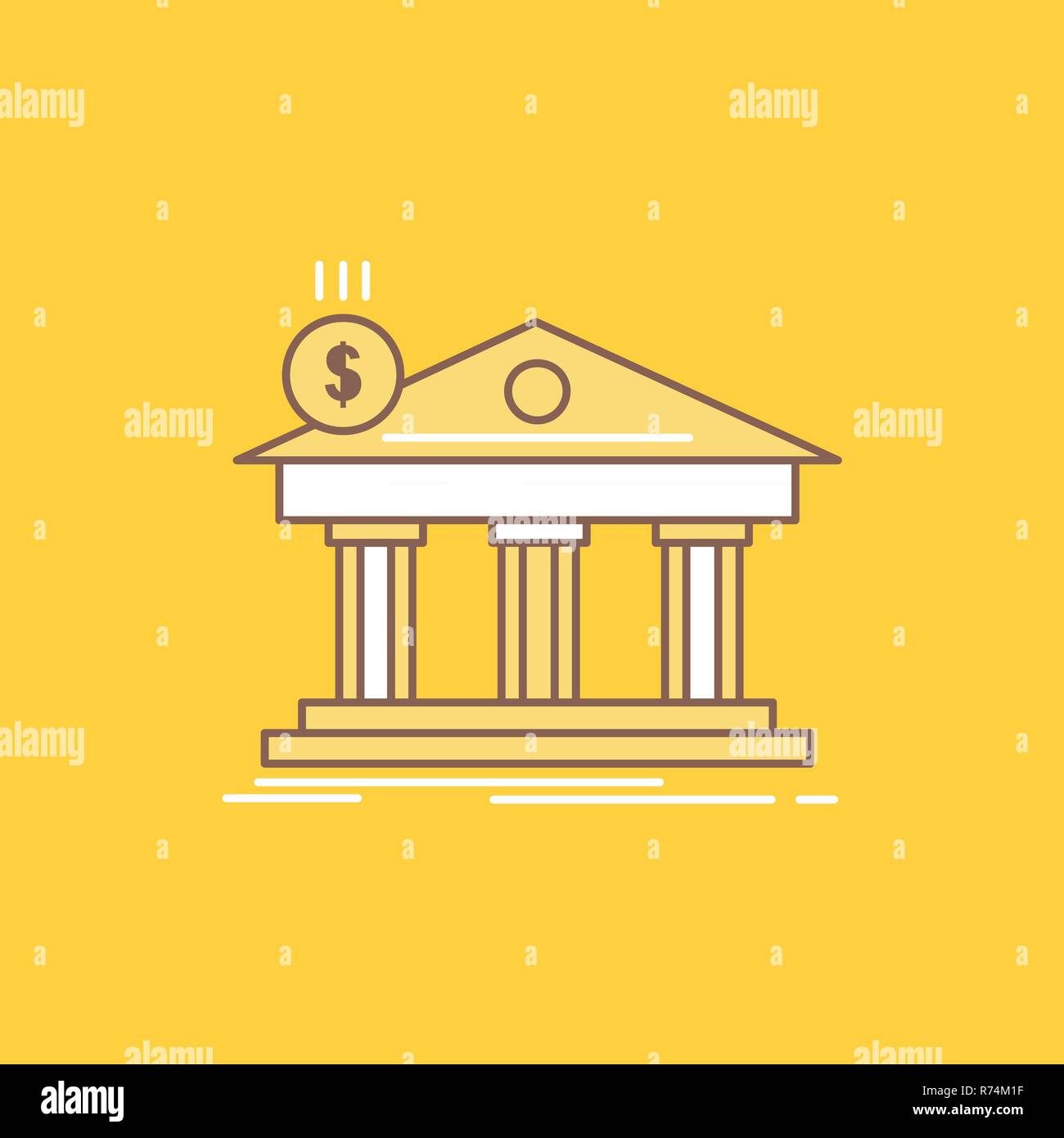 Architecture, bank, banking, building, federal Flat Line Filled Icon ...