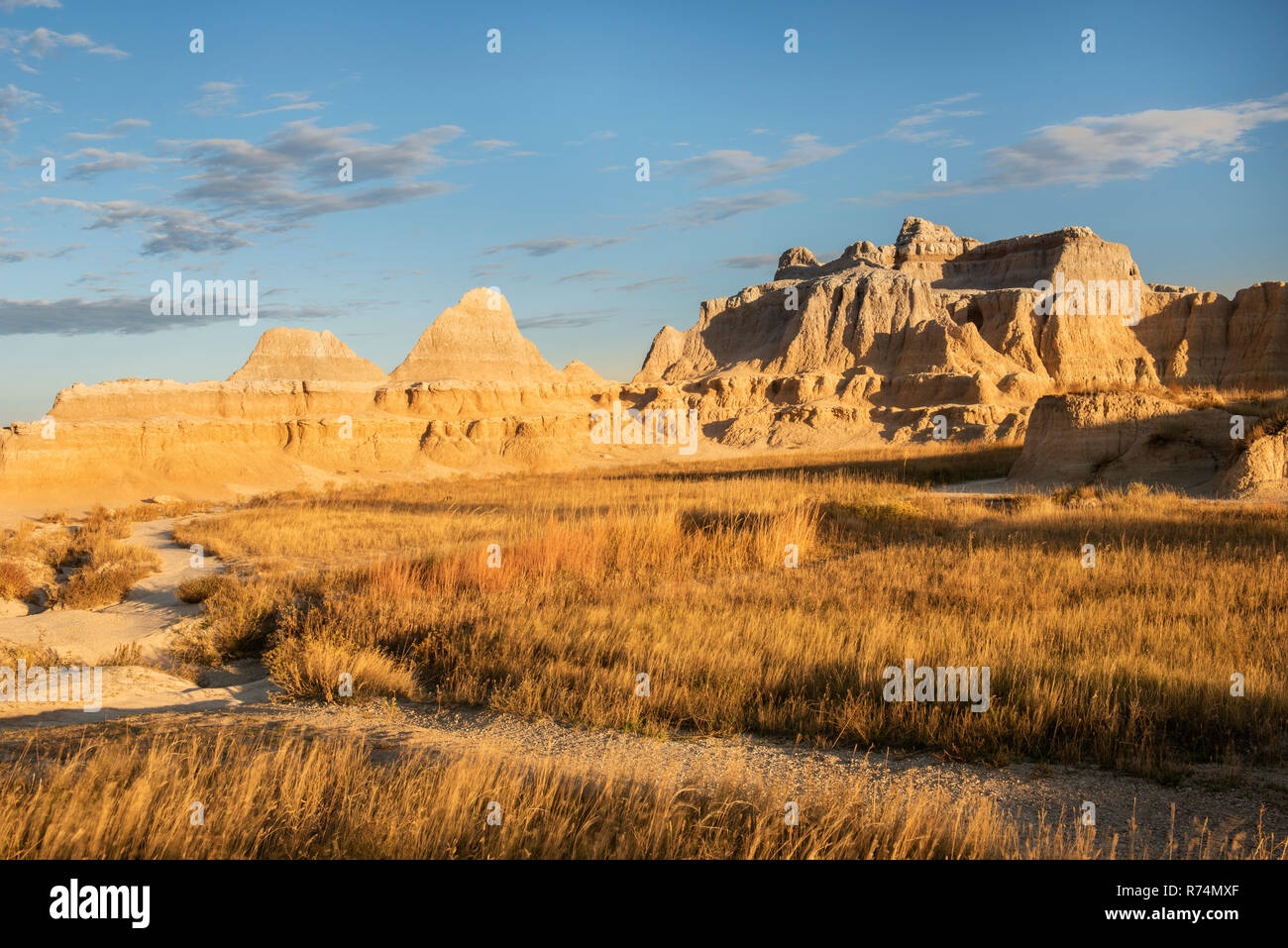 Badlands National Park, East end of Castle Trail, October, S. Dakota ...