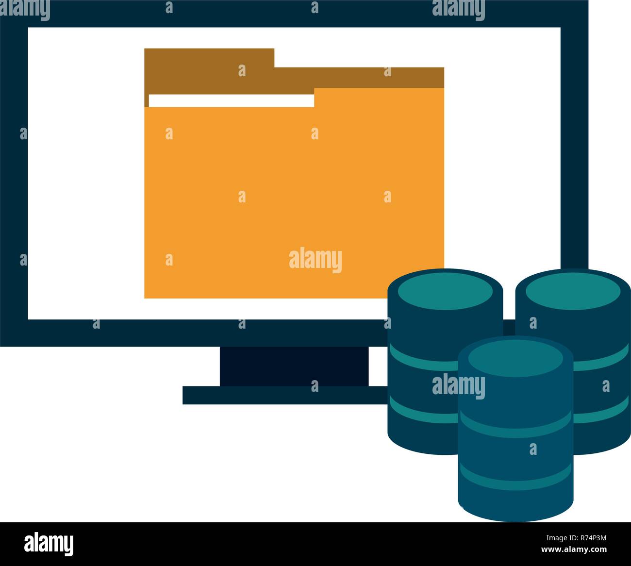 Computer with folder and disks Stock Vector Image & Art - Alamy