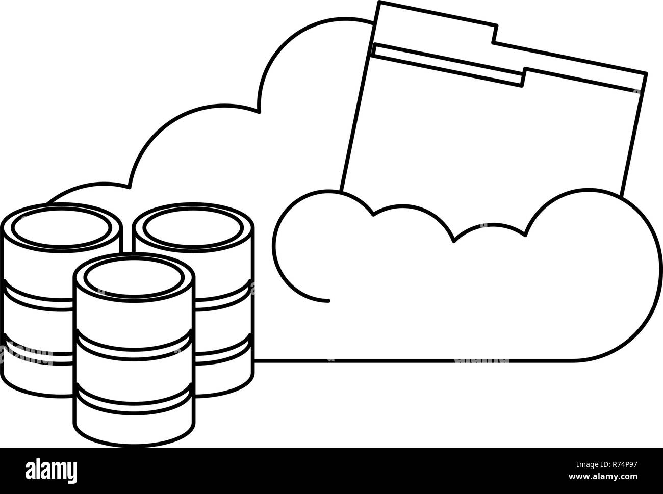 Cloud computing with folder and disks black and white Stock Vector Image & Art - Alamy