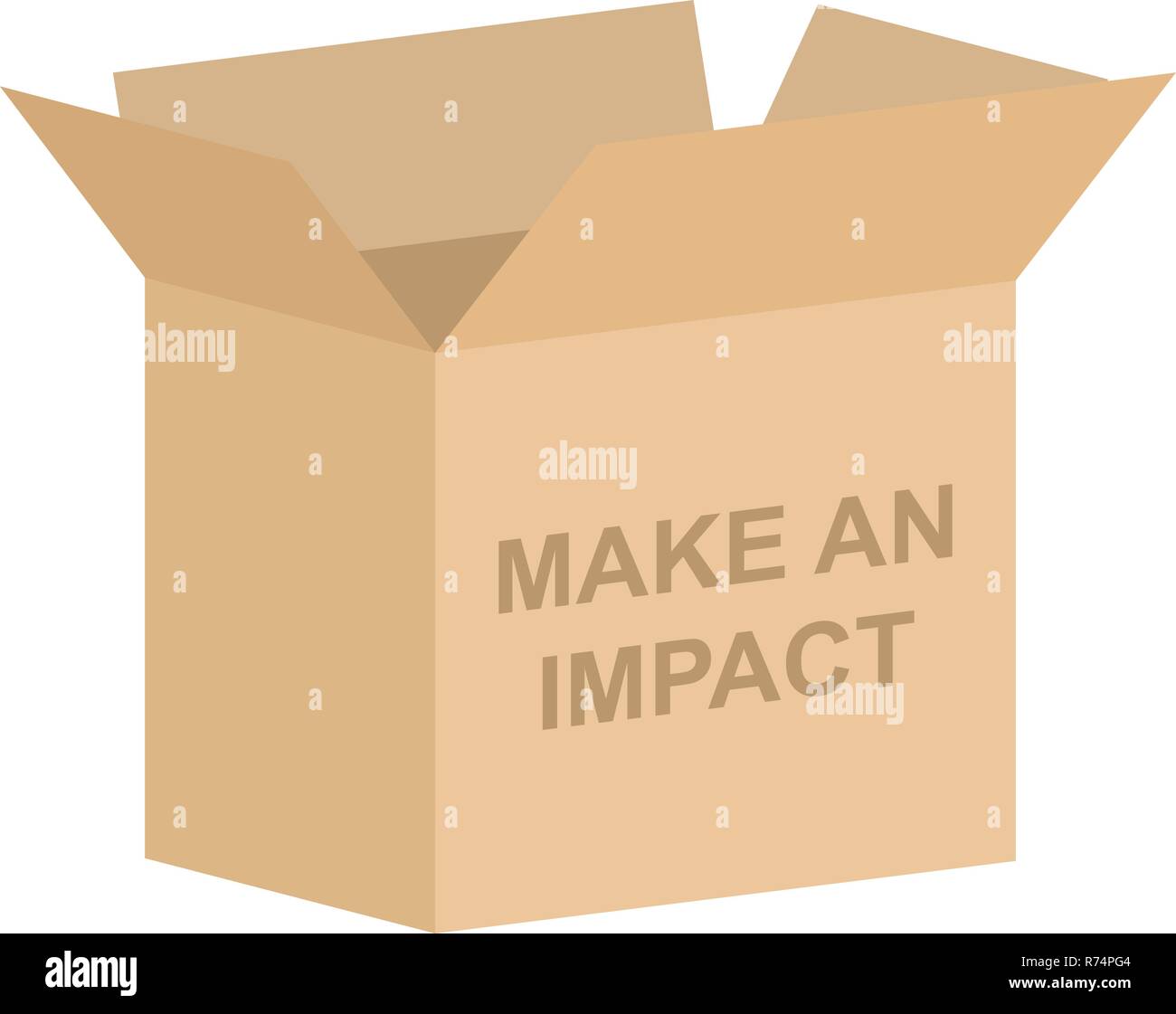Cardboard box vector with Make An Impact written on it for charity ...